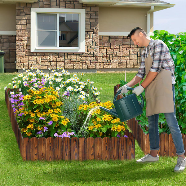 Fashion Finesse 13.1Ft X 12In Garden Fence - Sturdy Pine Wood Landscape Edging Garden Border ...